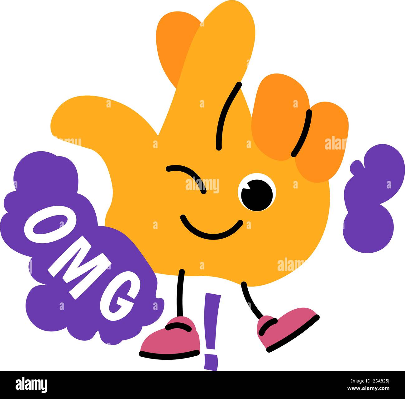 Hand character with winking facial expression and slice on face ...