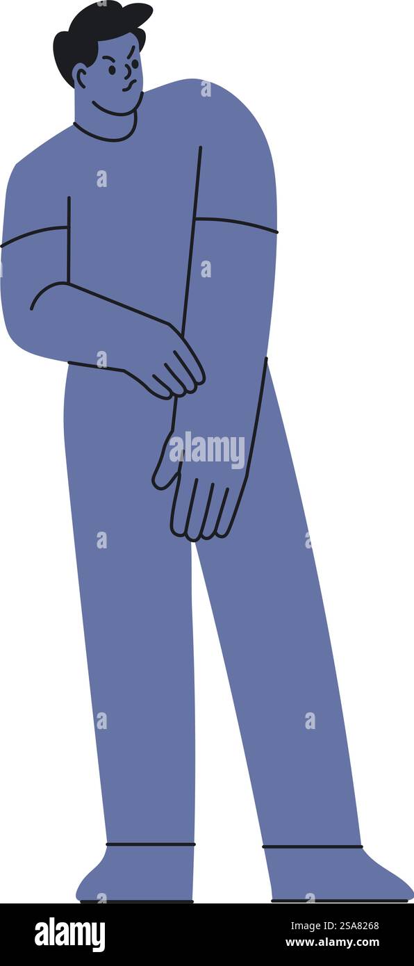 Male personage expressing emotion of disgust, isolated man showing ...