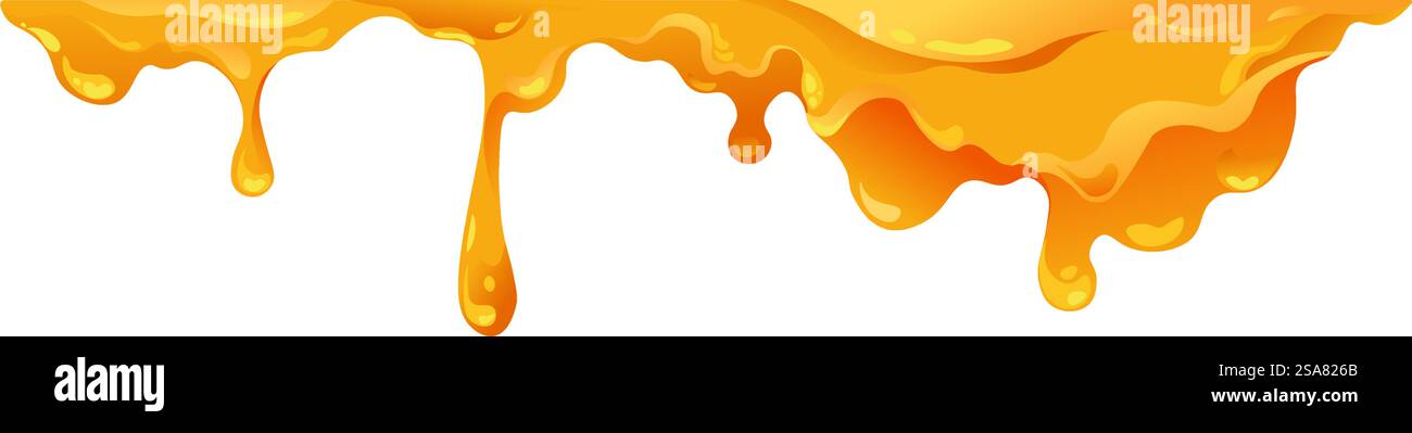 Sweet nectar collected by bees, isolated honey dropping liquid. Fluid ...