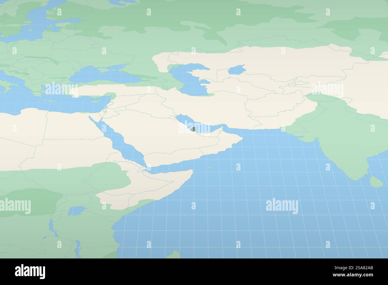 Qatar highlighted on a detailed map, geographic location of Qatar ...