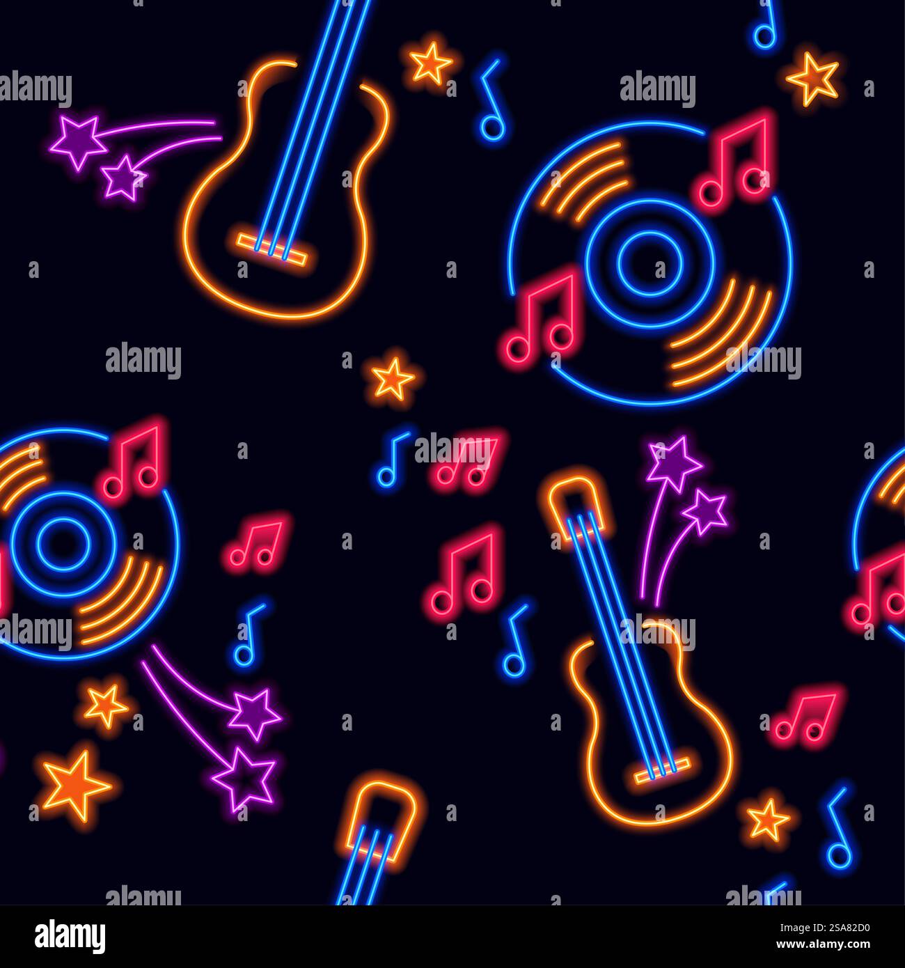 Karaoke bar or concert entertainment, night life activities neon signs ...