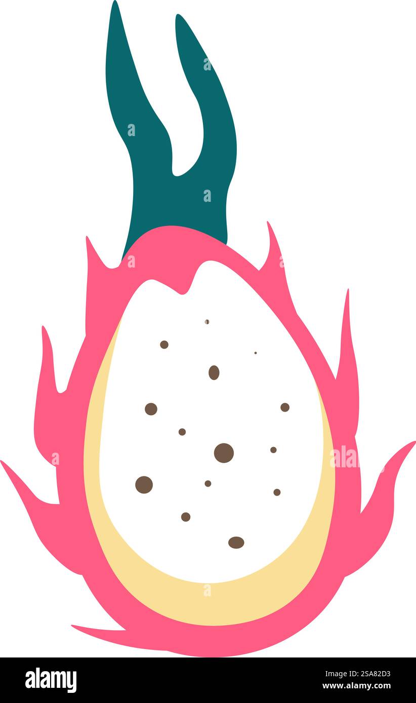 Exotic and tropical pitaya, sweet dragon fruit with seeds and leaves ...