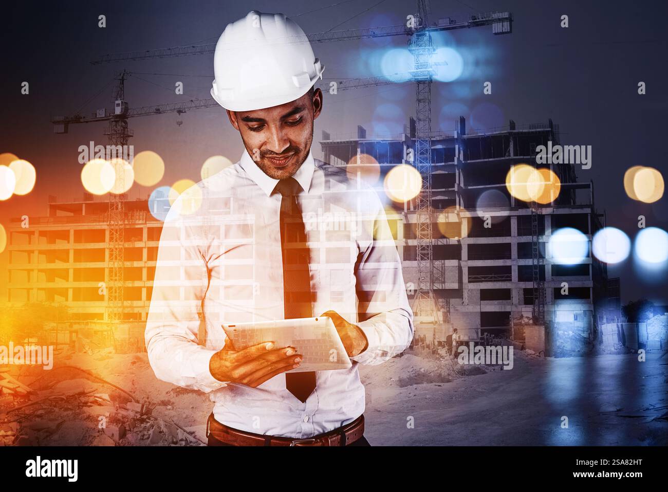 Contractor, worksite overlay and tablet for management, city planning ...