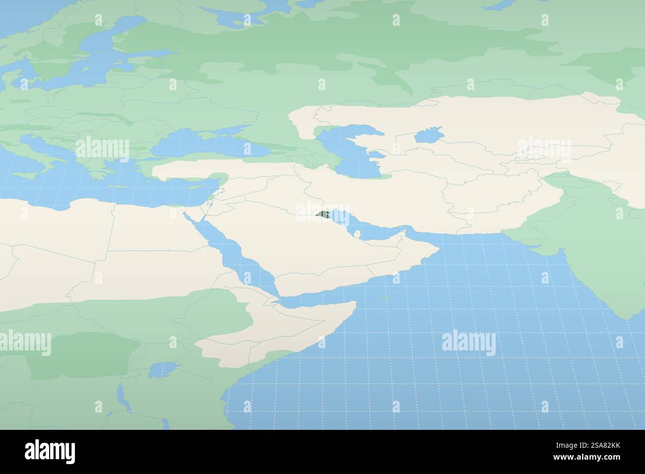 Kuwait highlighted on a detailed map, geographic location of Kuwait ...