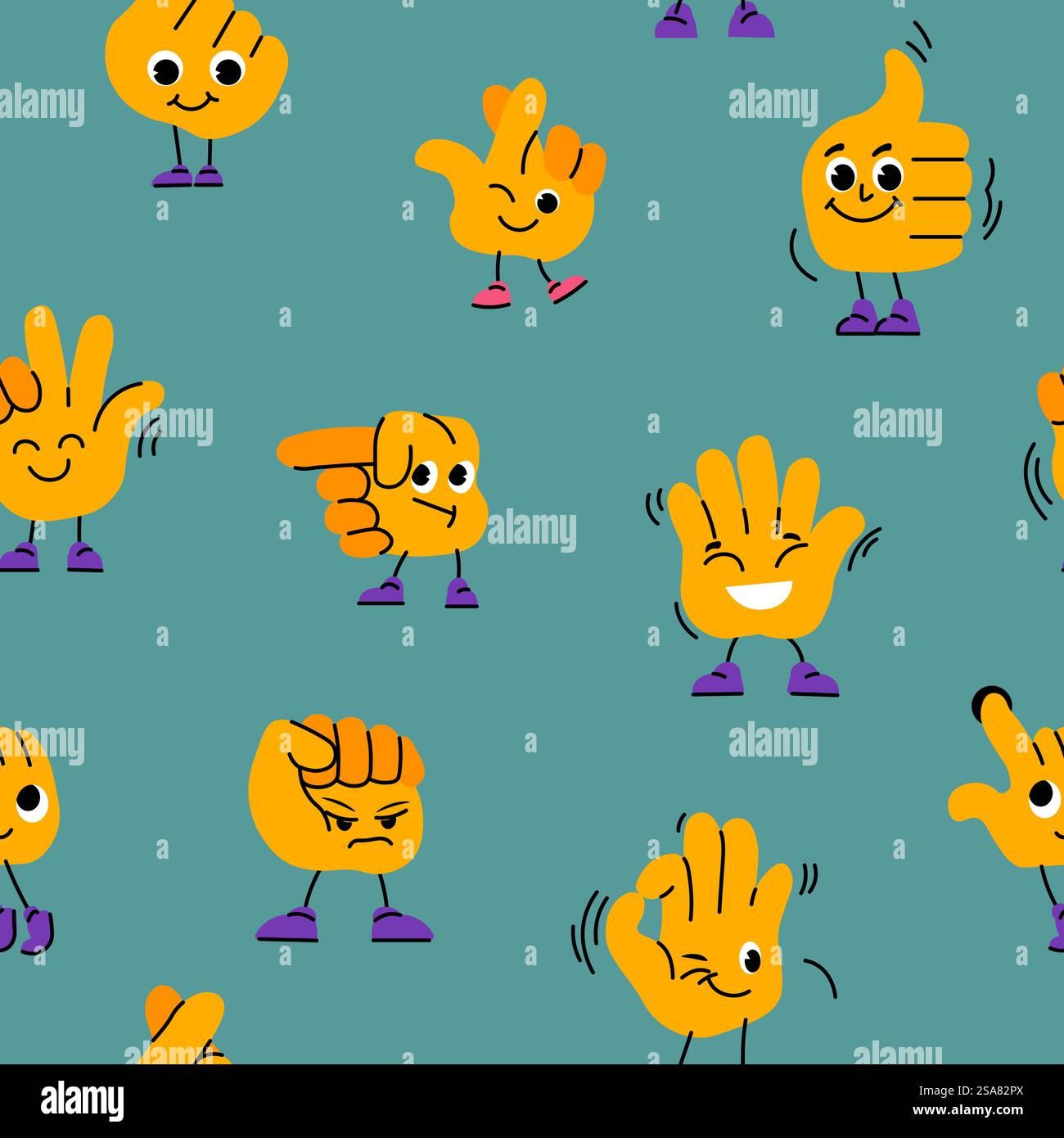 Emotional character in shape of hands, gesturing and expressing ...