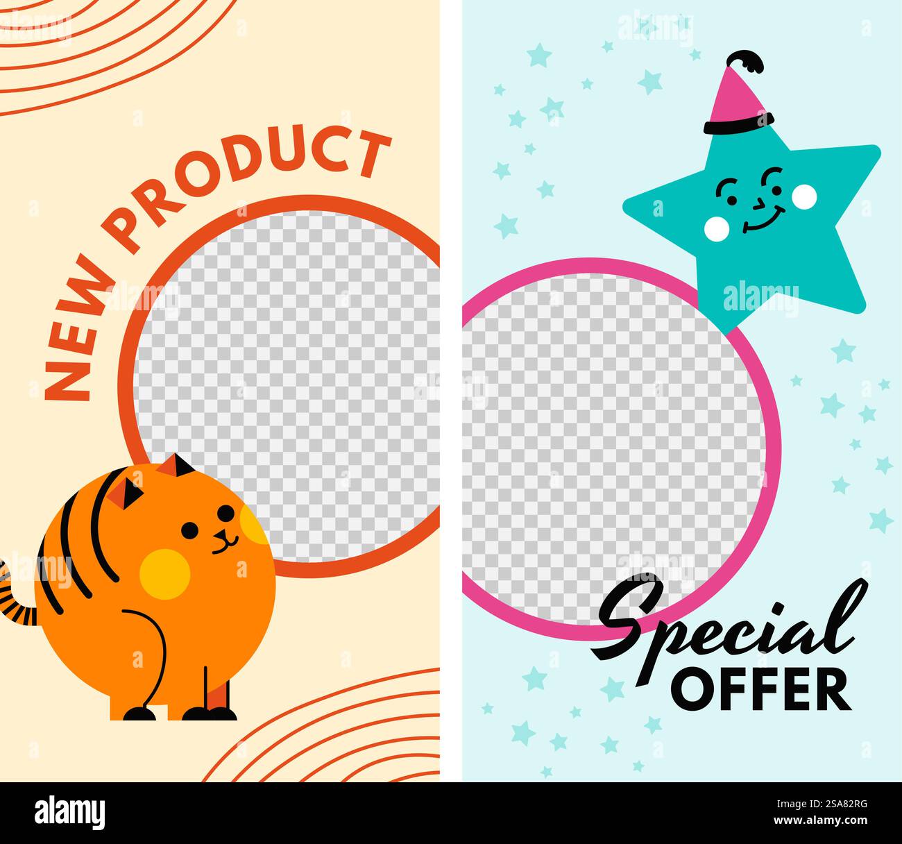Promotional banners for shops and stores. New products and special ...