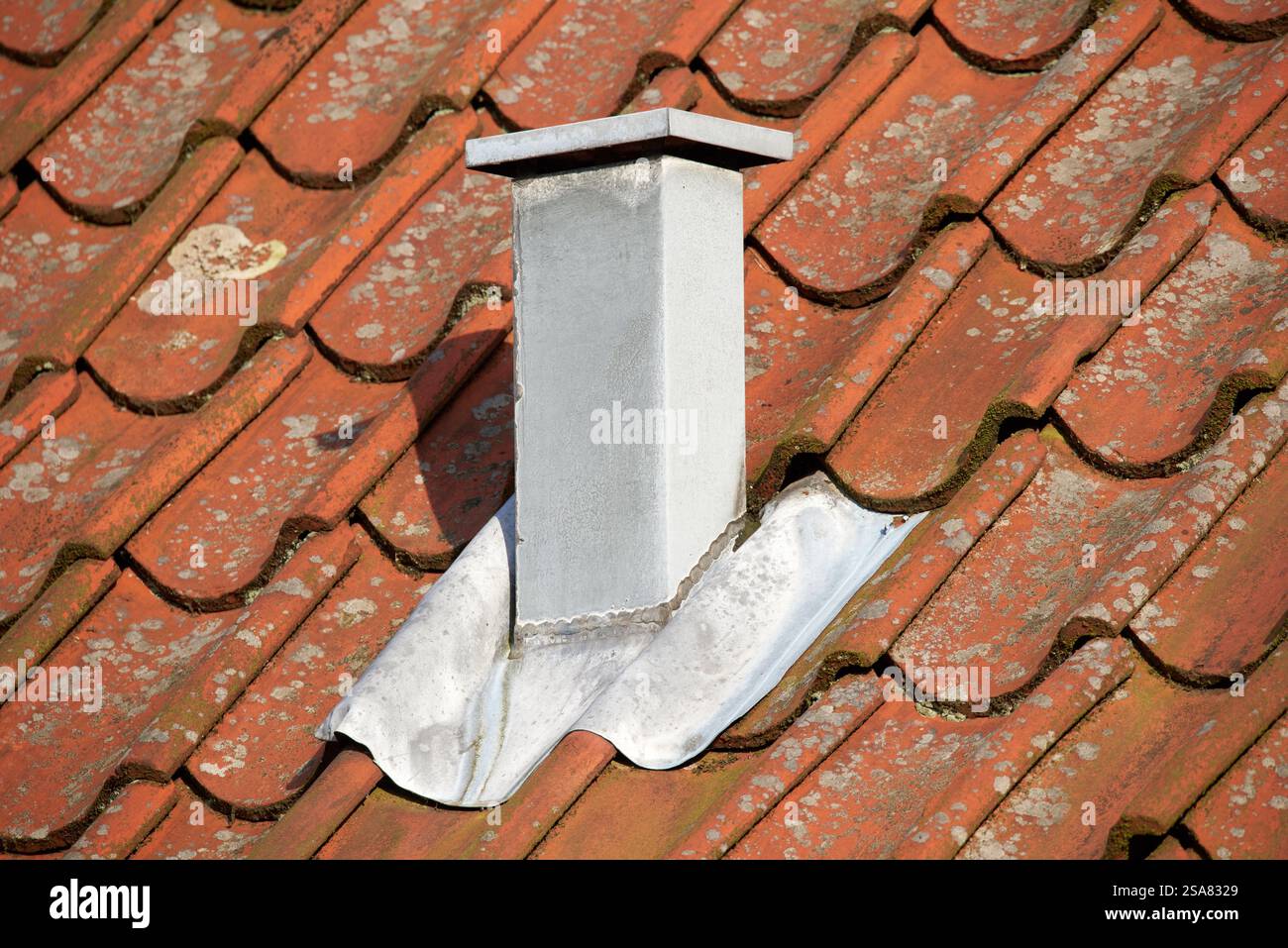 Building, roof and vent with chimney for air, ventilation or carbon ...
