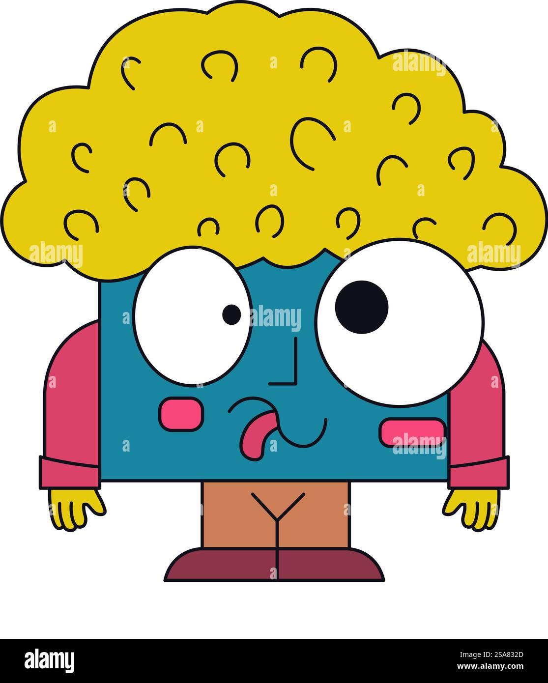 Funy character sticking out tongue and looking with different eyes on ...