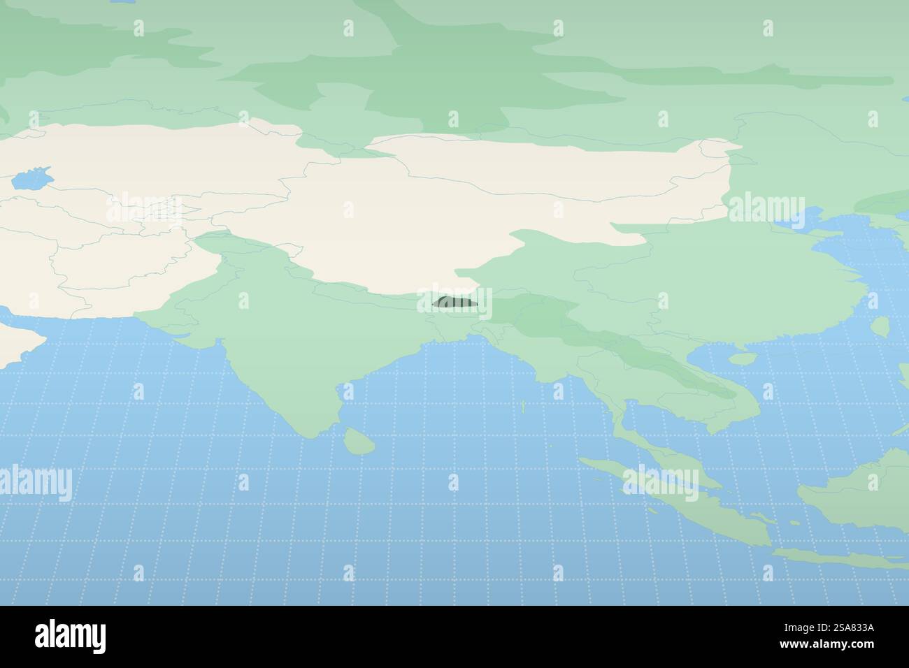 Bhutan highlighted on a detailed map, geographic location of Bhutan ...