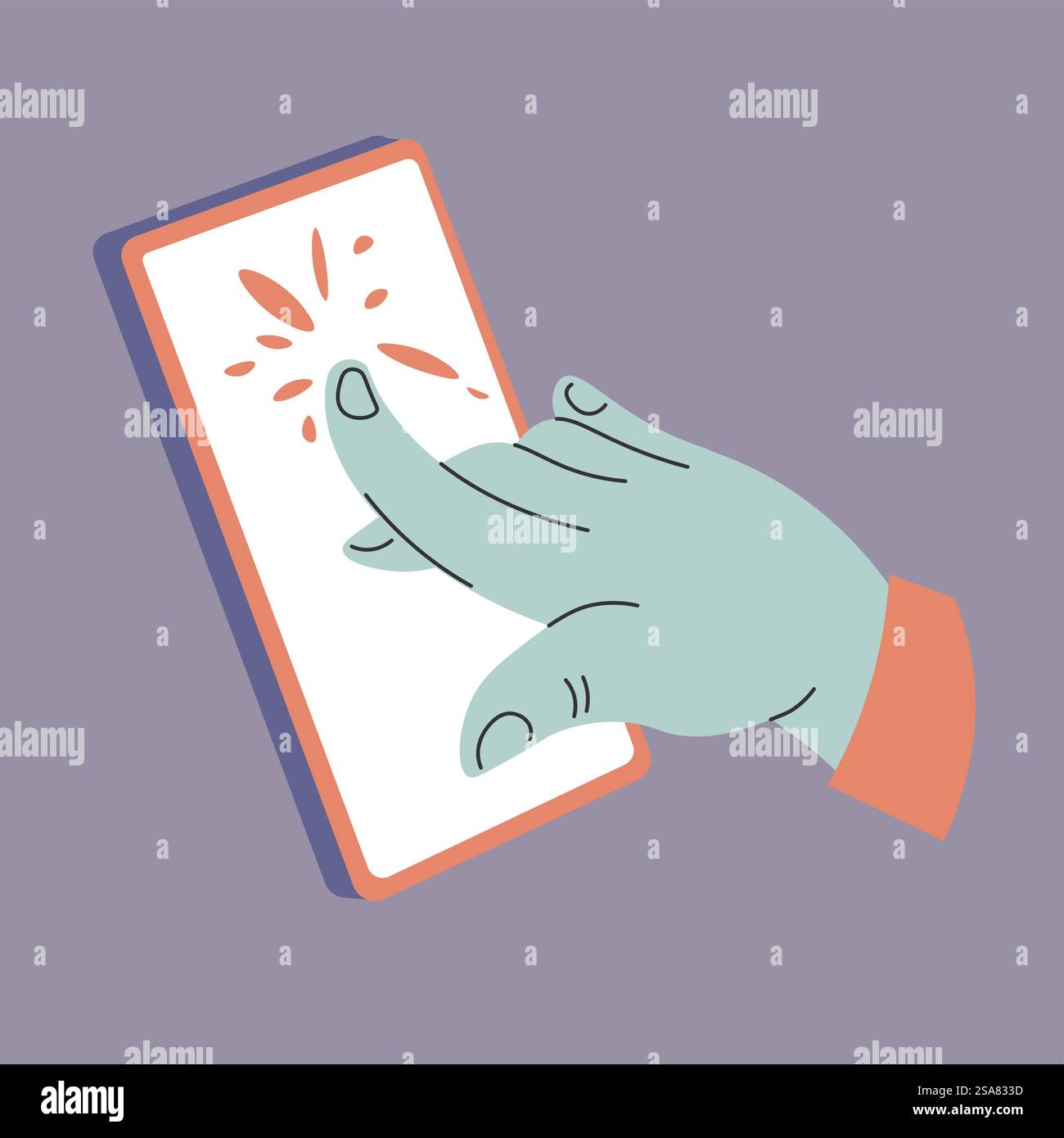 Drawing in application, isolated hand with tablet creating shapes or ...