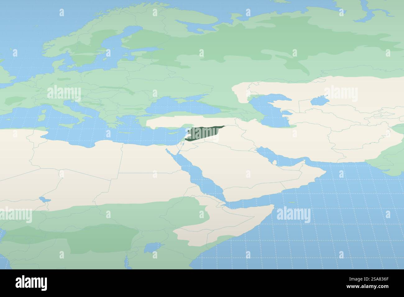 Syria highlighted on a detailed map, geographic location of Syria ...