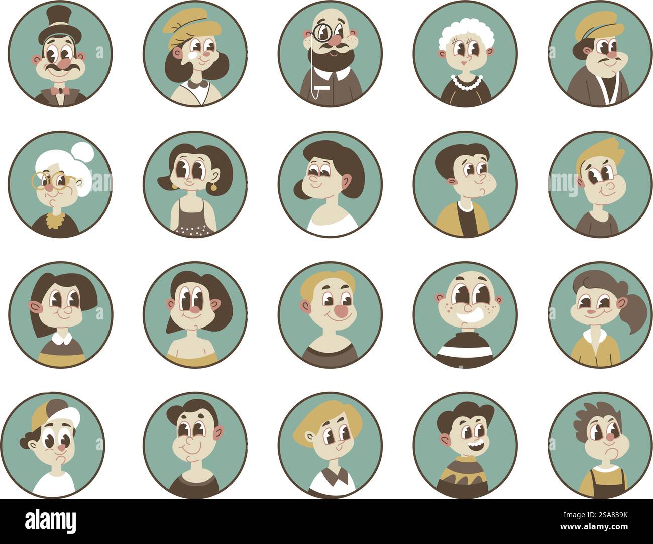 Relatives and family members, isolated people avatars or portraits ...