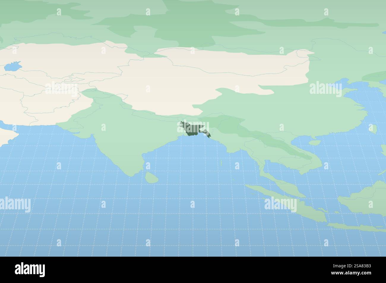 Bangladesh highlighted on a detailed map, geographic location of ...