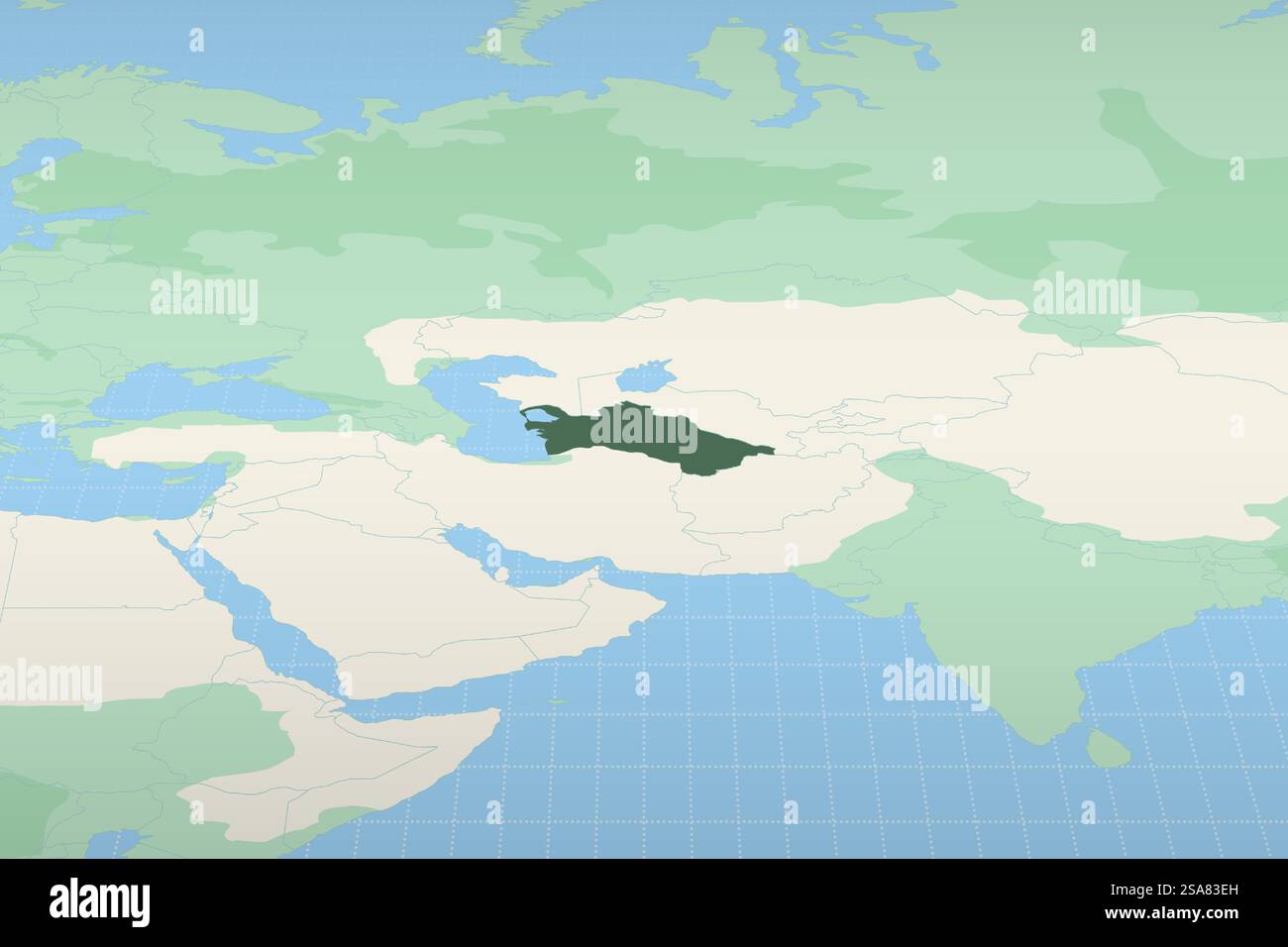 Turkmenistan highlighted on a detailed map, geographic location of ...