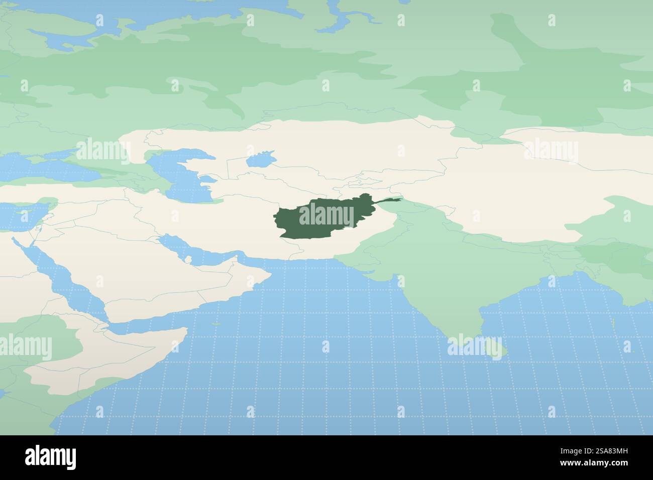 Afghanistan highlighted on a detailed map, geographic location of ...