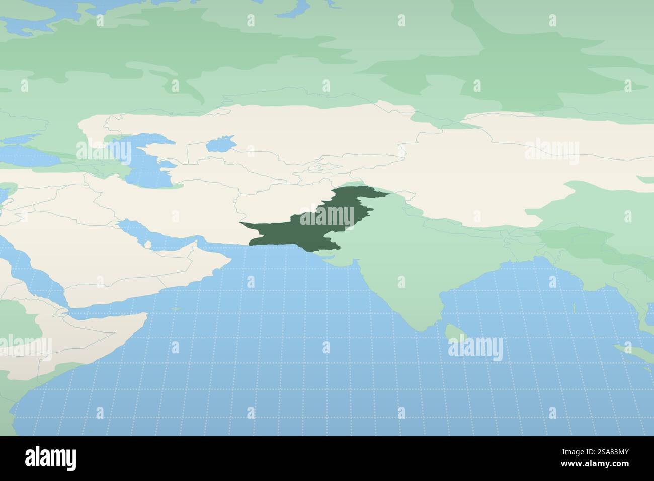Pakistan highlighted on a detailed map, geographic location of Pakistan ...