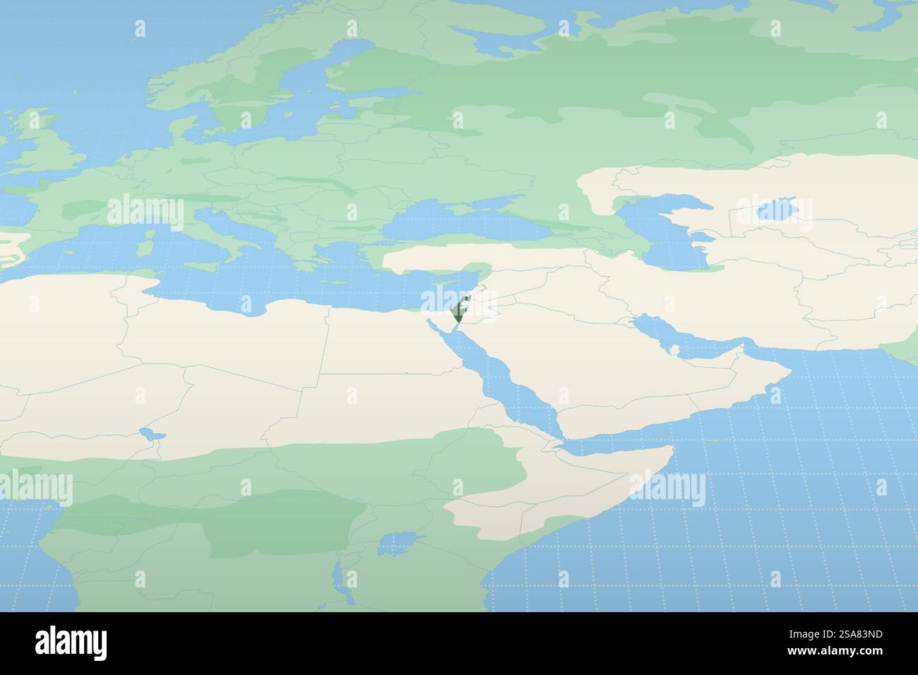 Israel highlighted on a detailed map, geographic location of Israel ...