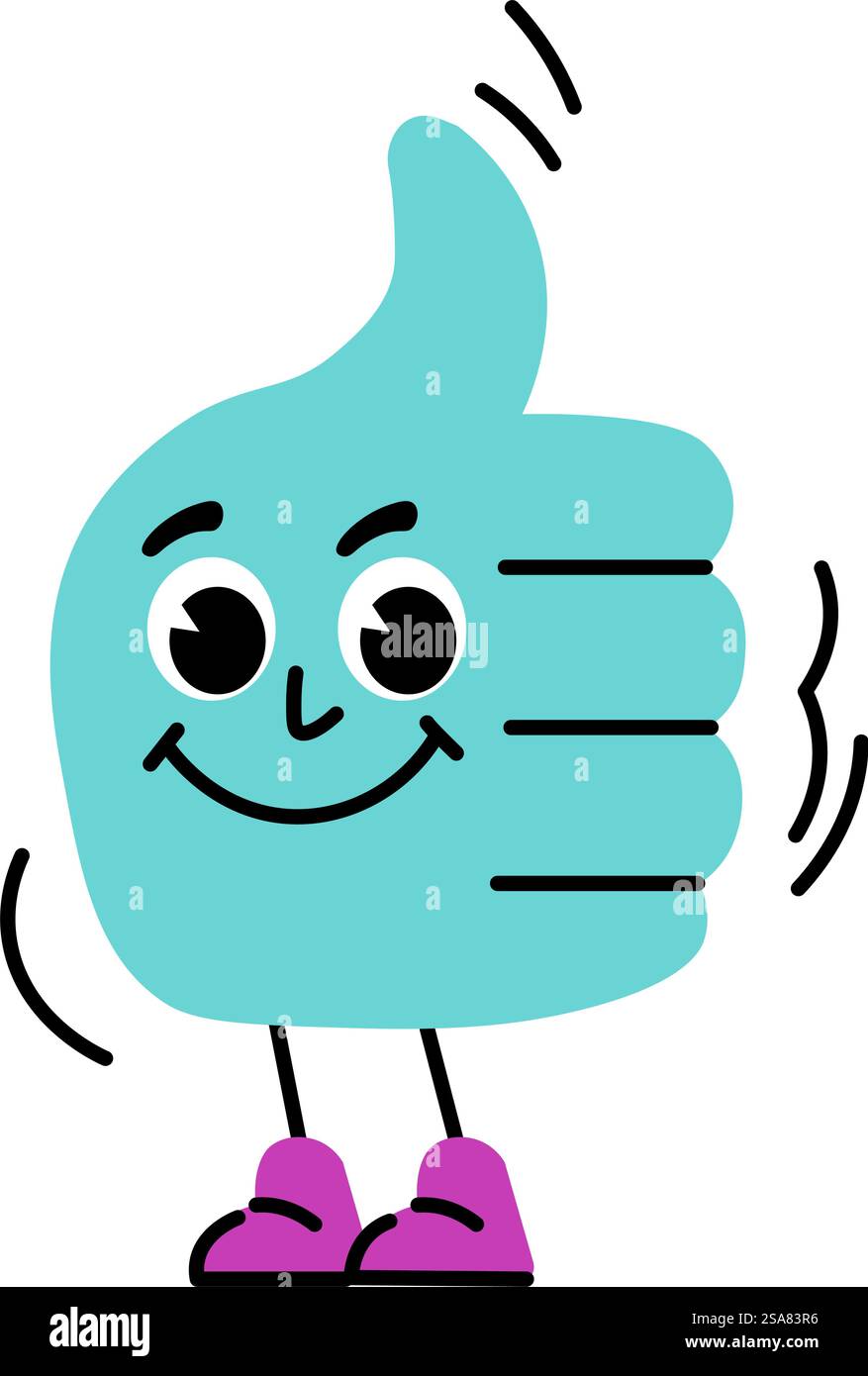 Smiling hand personage with positive facial expression hi-res stock ...