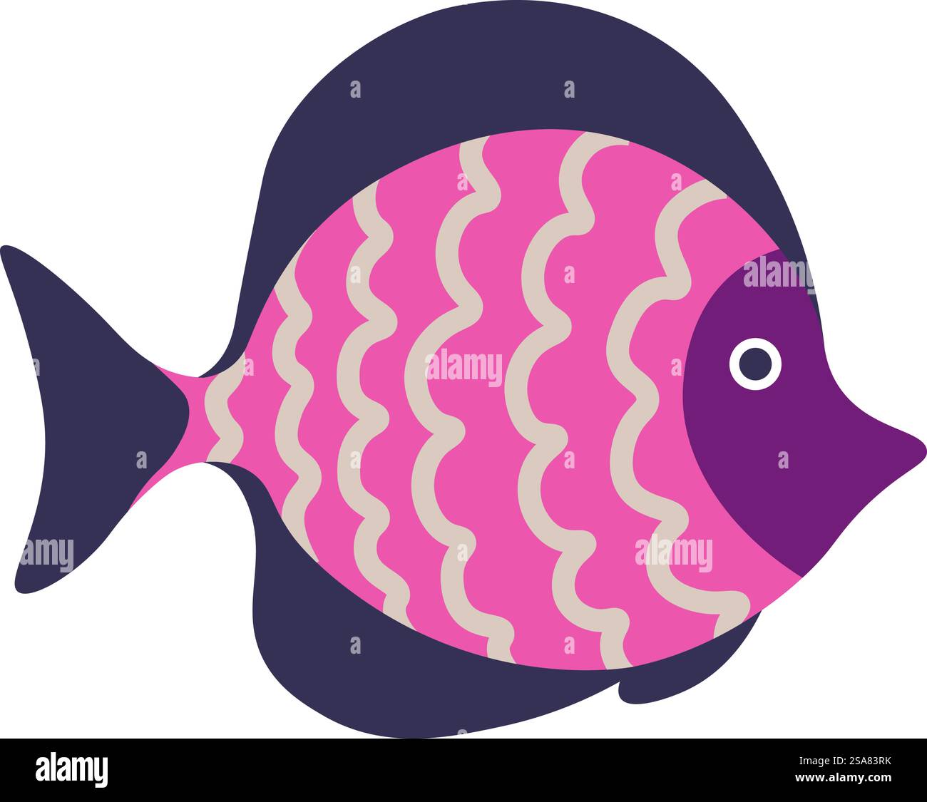 Tropical colorful fish with stripes pattern on body. Golden angelfish ...