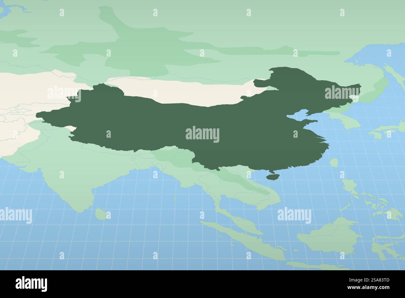 China highlighted on a detailed map, geographic location of China ...