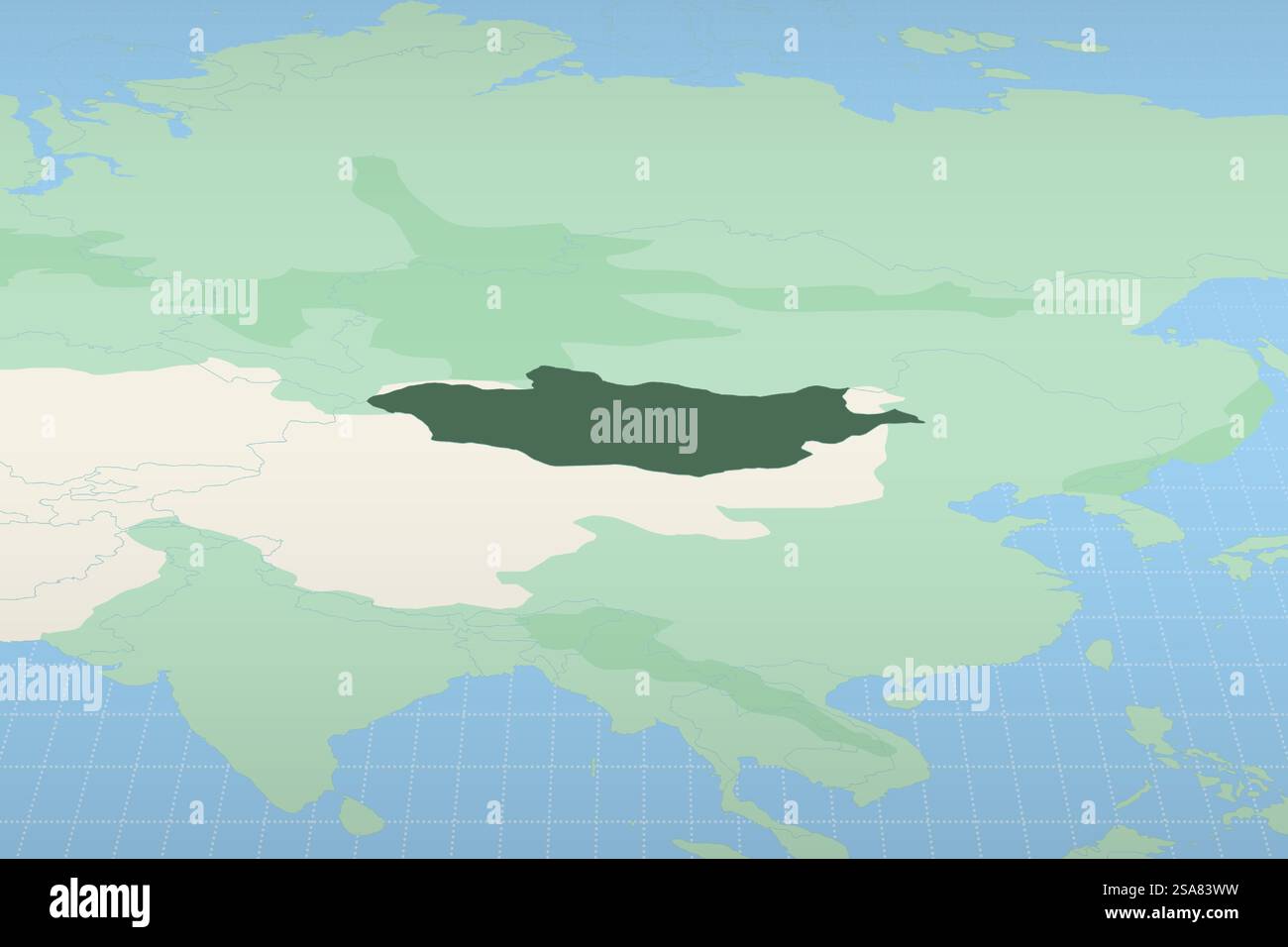 Mongolia highlighted on a detailed map, geographic location of Mongolia. Vector Map Stock Vector ...