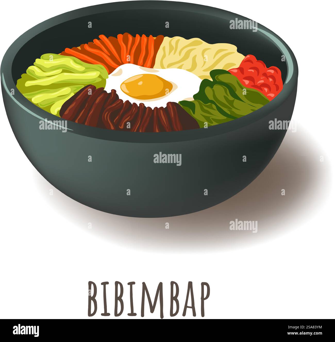 Bibimbap, East Asian traditional food, Korean cuisine. Isolated bowl of ...