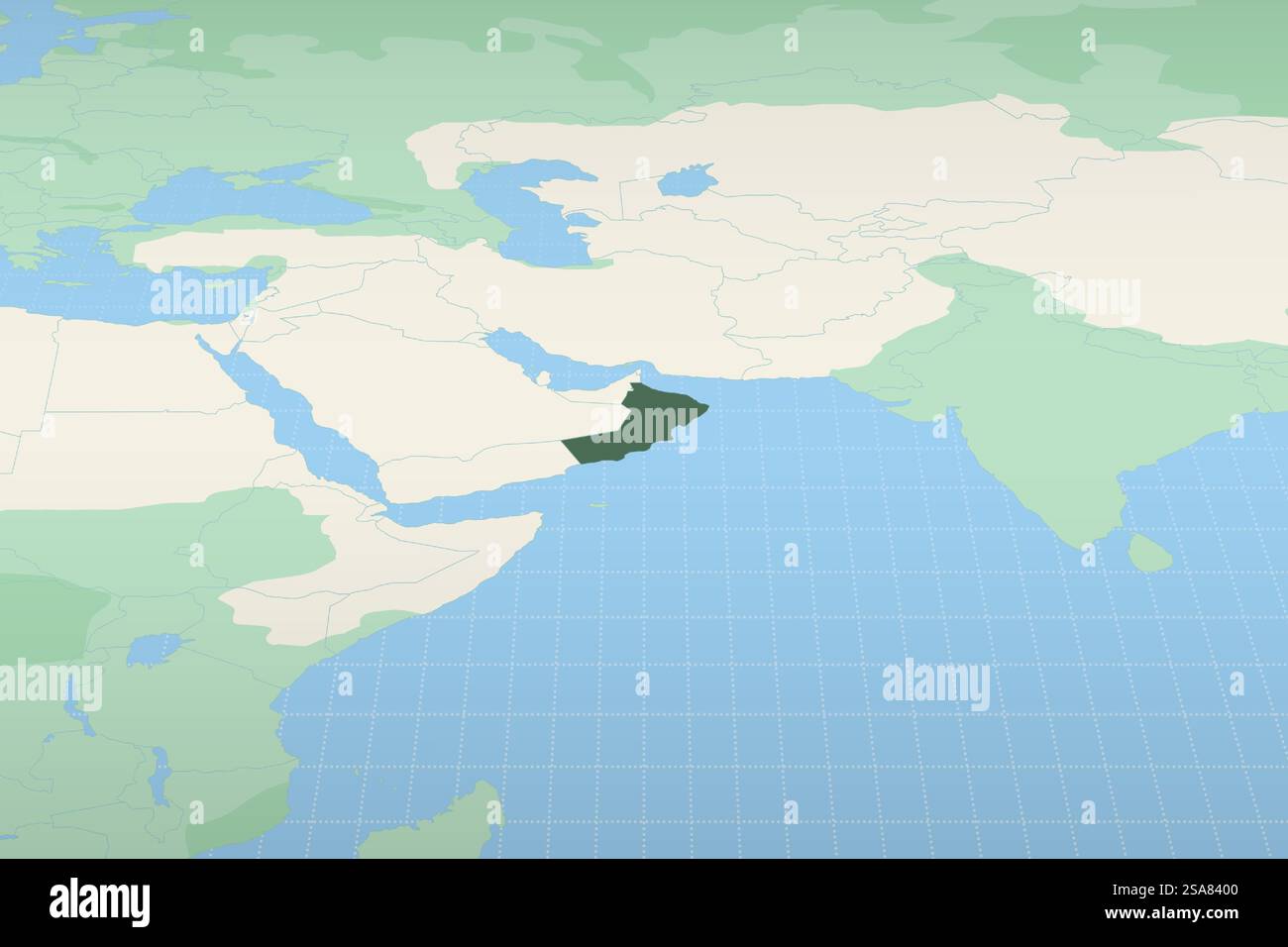Oman highlighted on a detailed map, geographic location of Oman. Vector ...