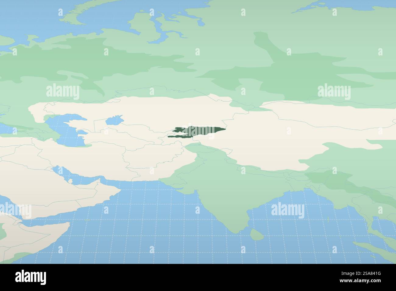 Kyrgyzstan highlighted on a detailed map, geographic location of ...