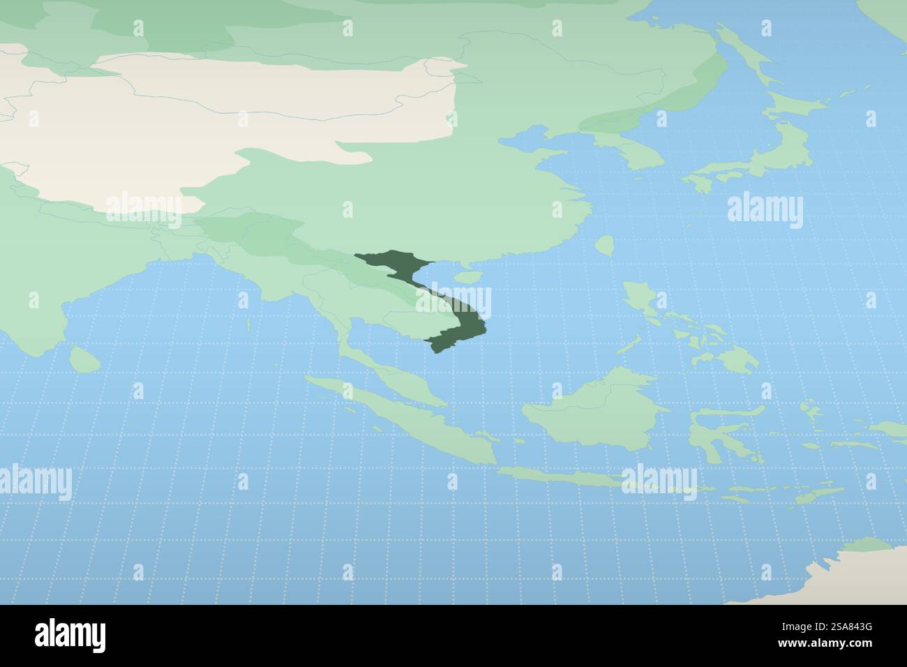 Vietnam highlighted on a detailed map, geographic location of Vietnam ...