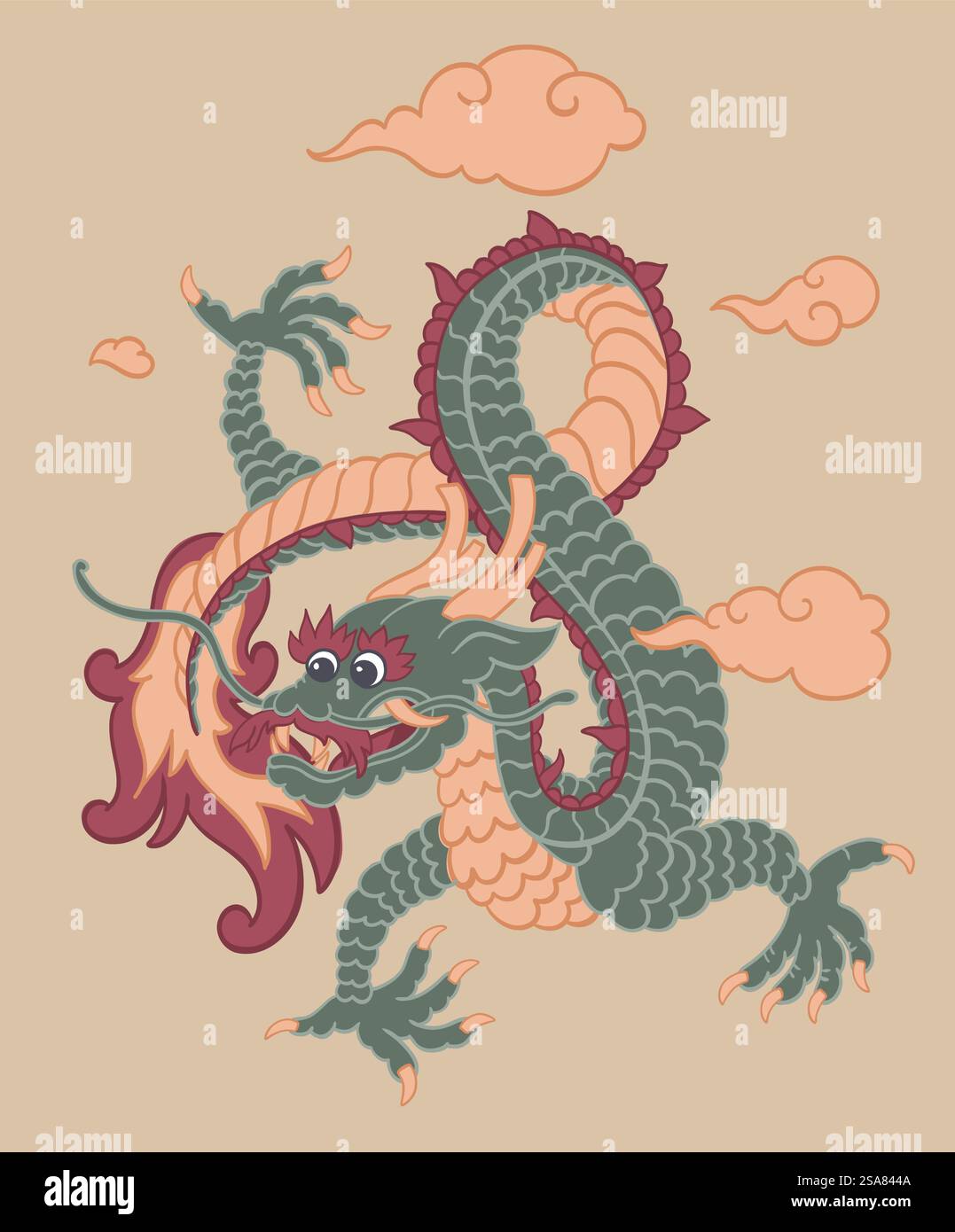 Traditional folklore and chinese mythology creature, isolated dragon ...
