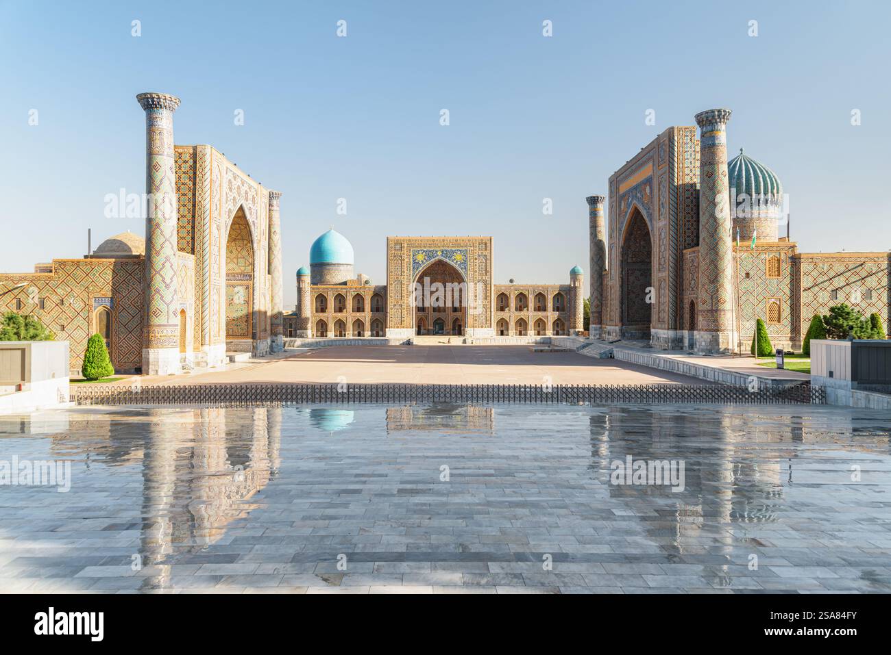 Awesome view of the Registan Square in Samarkand, Uzbekistan Stock ...