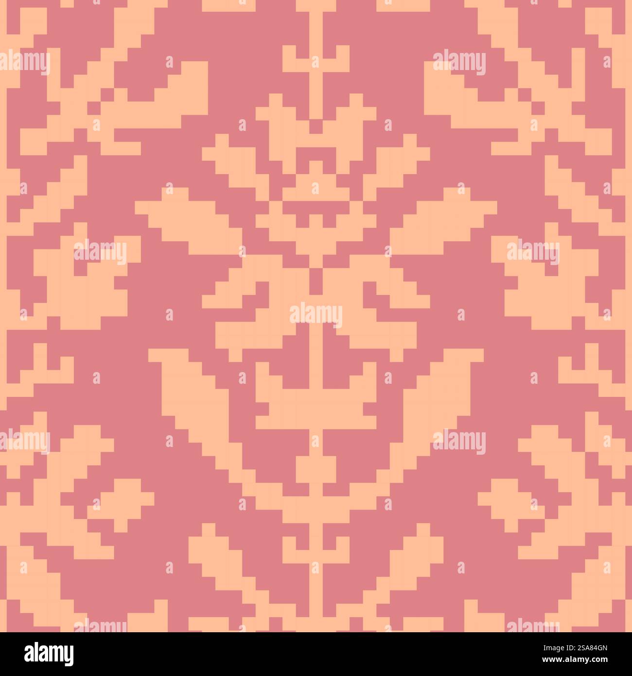 Pixel flower composition with leaves and branches, stems and twigs, leafage swirls. Game design ...