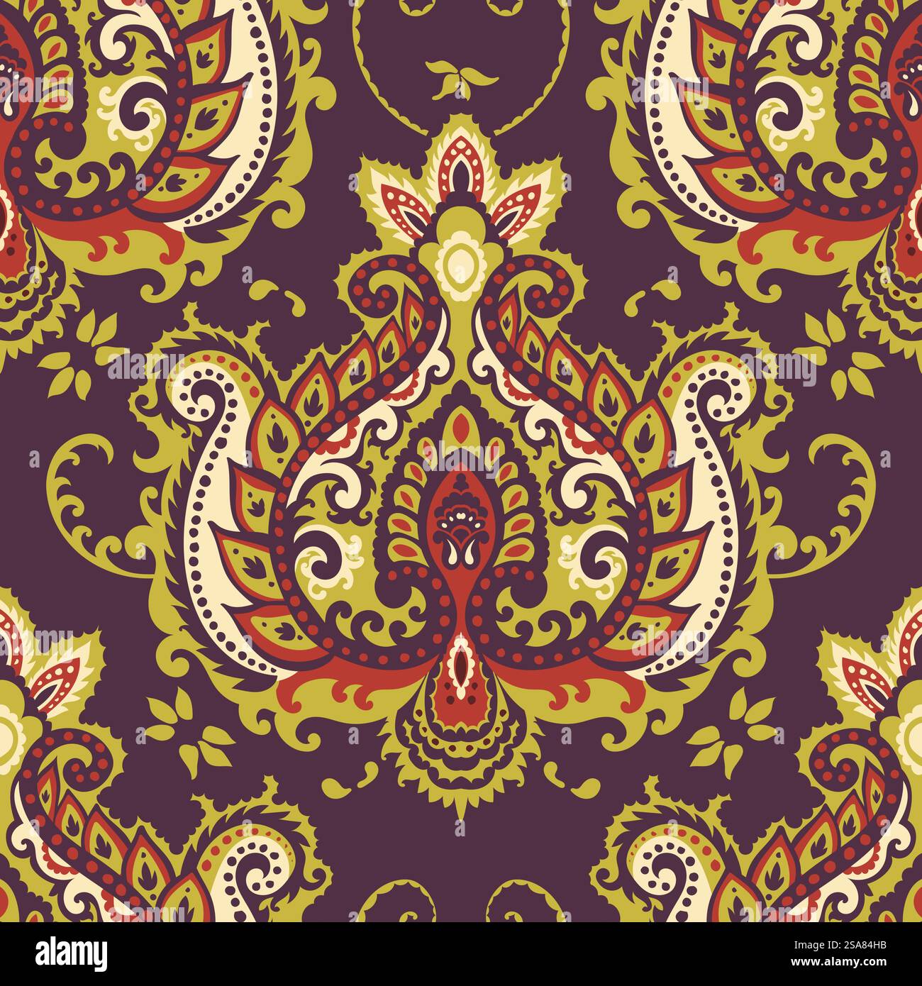 Patchwork floral design with damask technique. Motif with paisley for ...