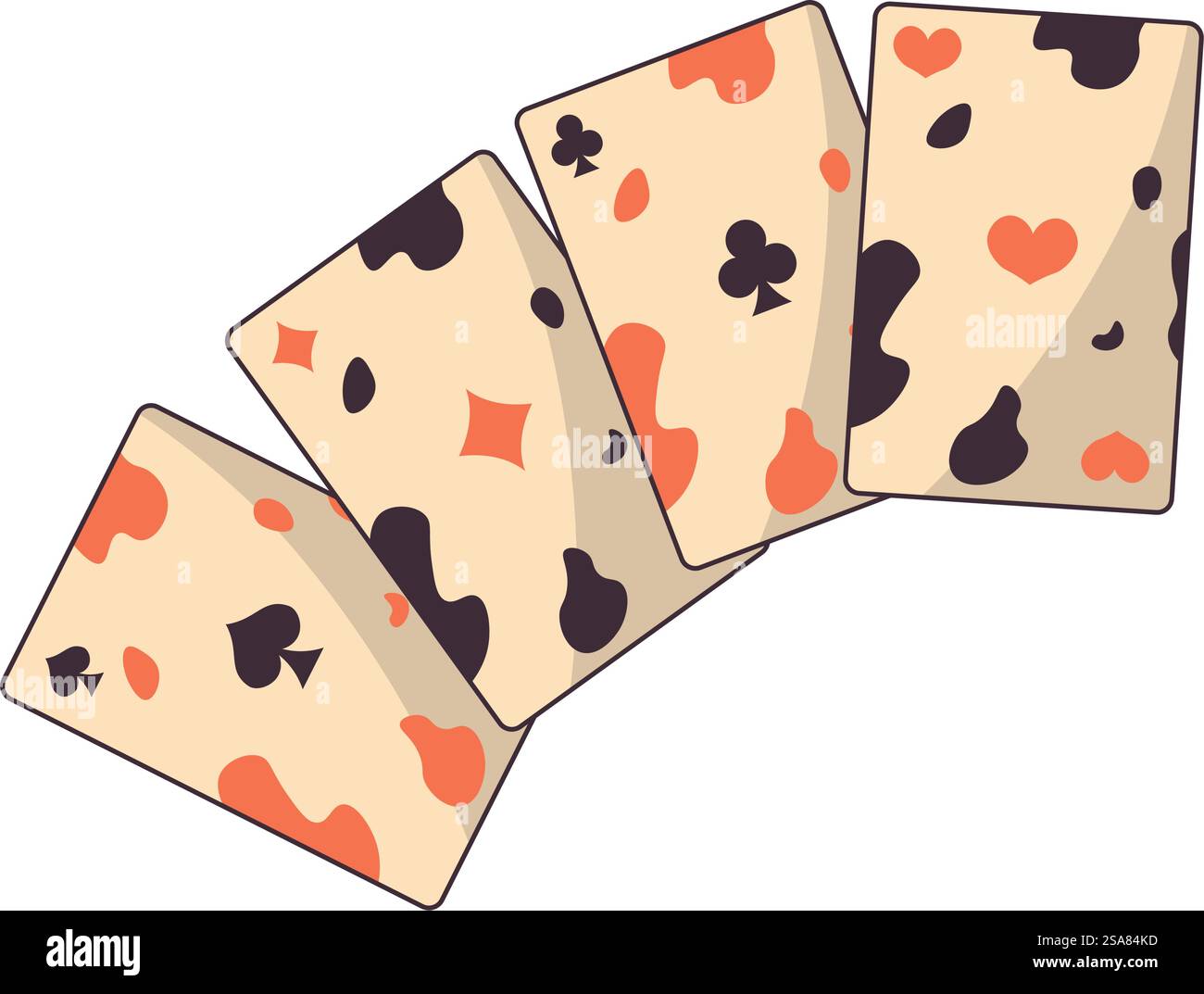 Classic vector depiction of vintage playing cards, isolated on white ...