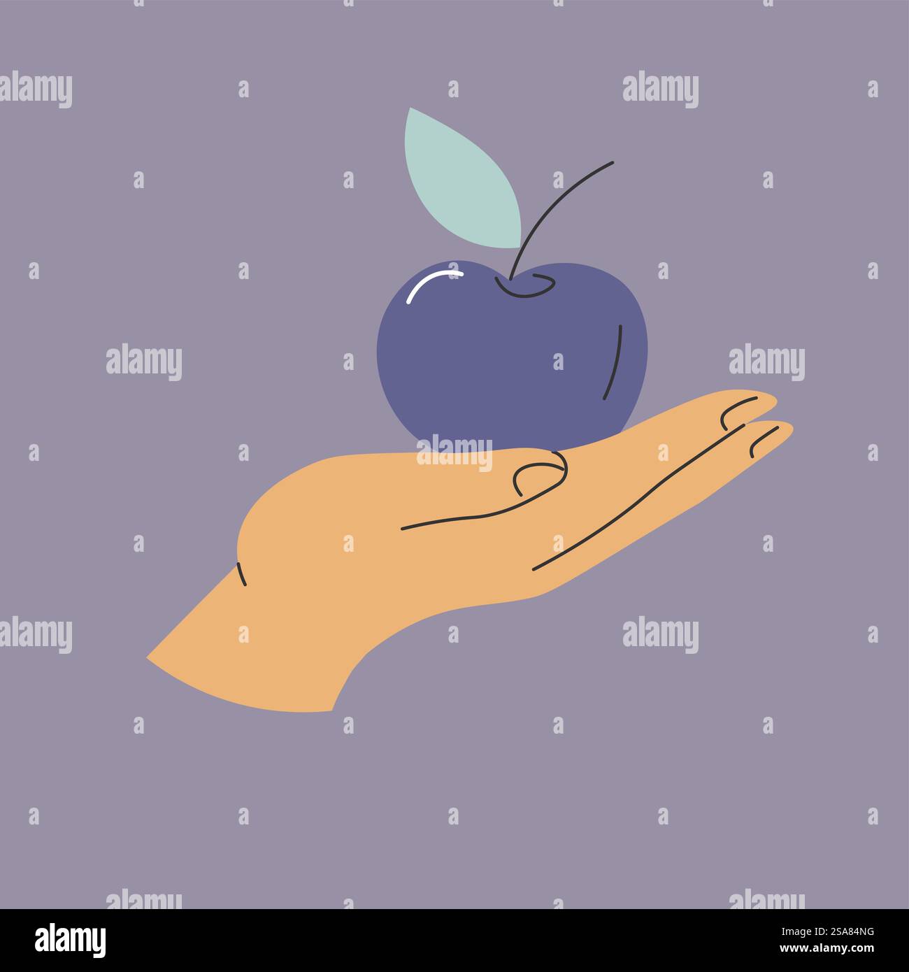 Hand holding apple. Symbol of natural, farm fresh produce. Isolated ...