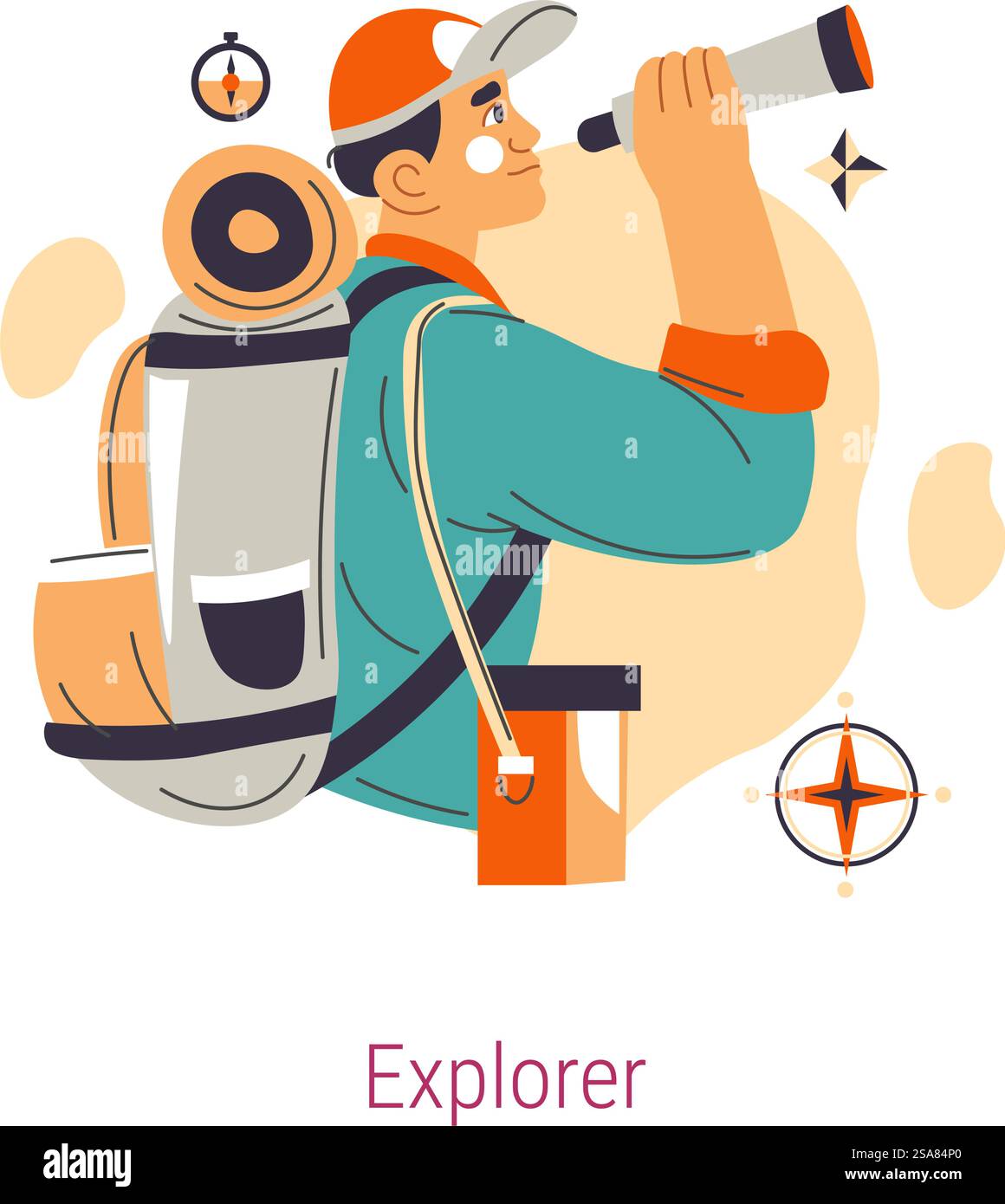 Explorer Jungian archetype, man with bag looking through binoculars ...