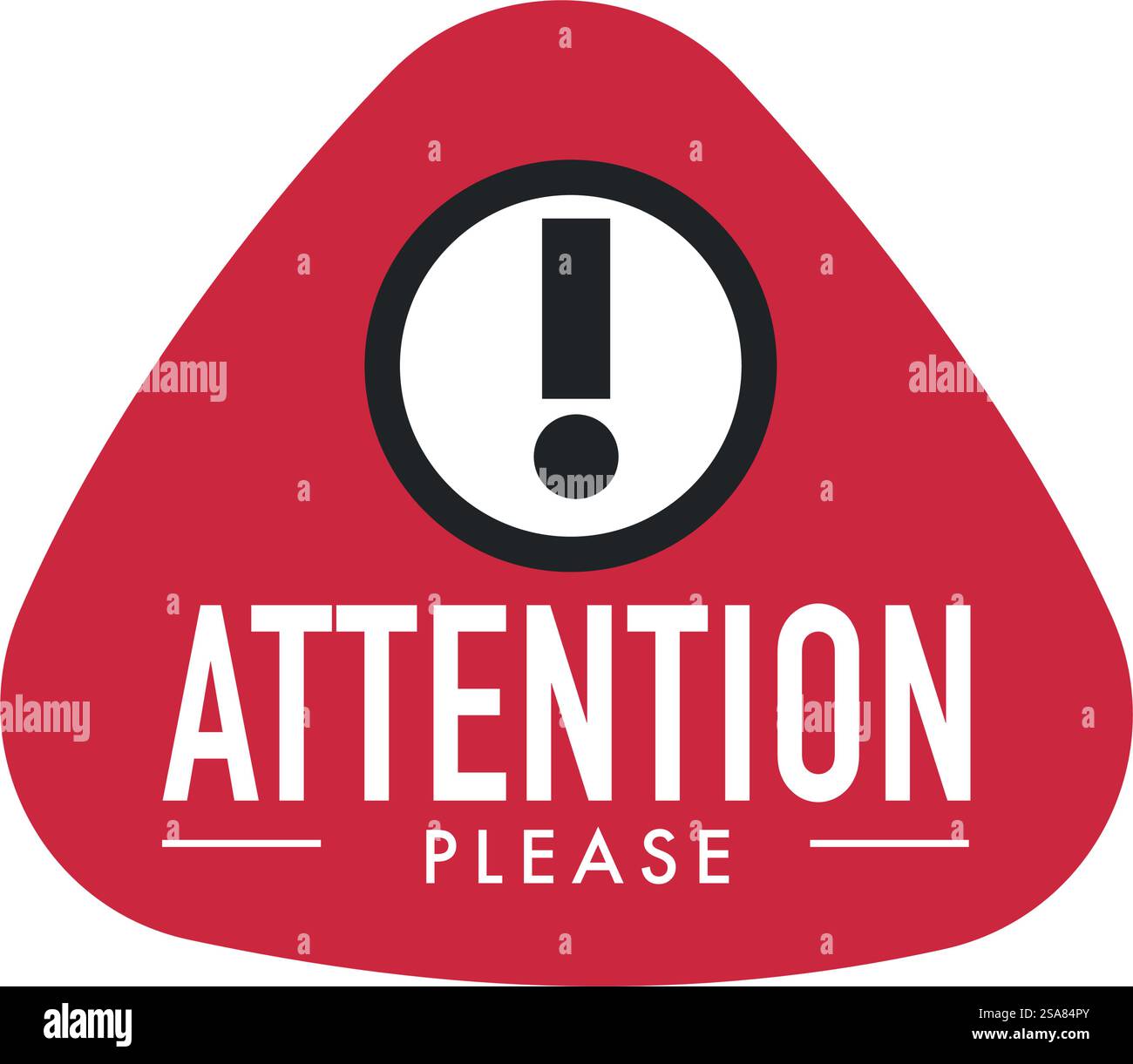 Triangle vector sign with ’Attention Please’ text, red and black on ...