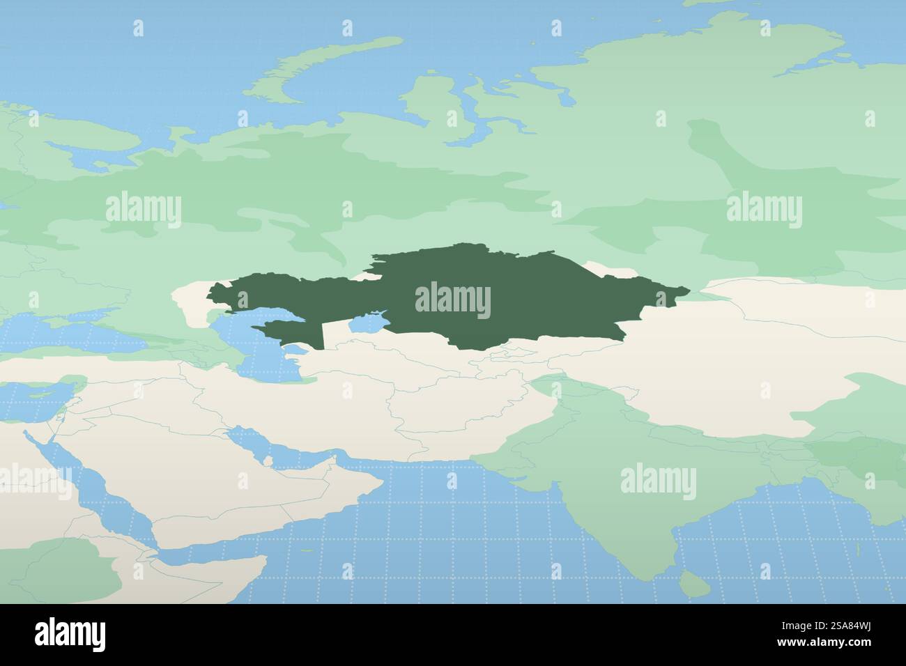 Kazakhstan highlighted on a detailed map, geographic location of ...