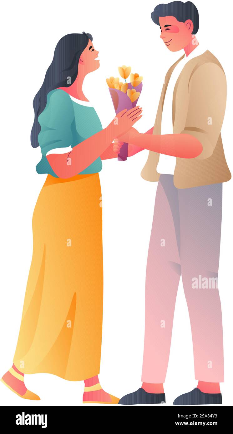 Woman surprising man with a gift, moment of joy and affection ...