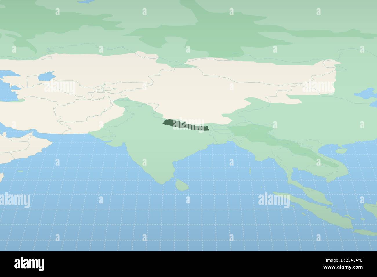 Nepal highlighted on a detailed map, geographic location of Nepal ...