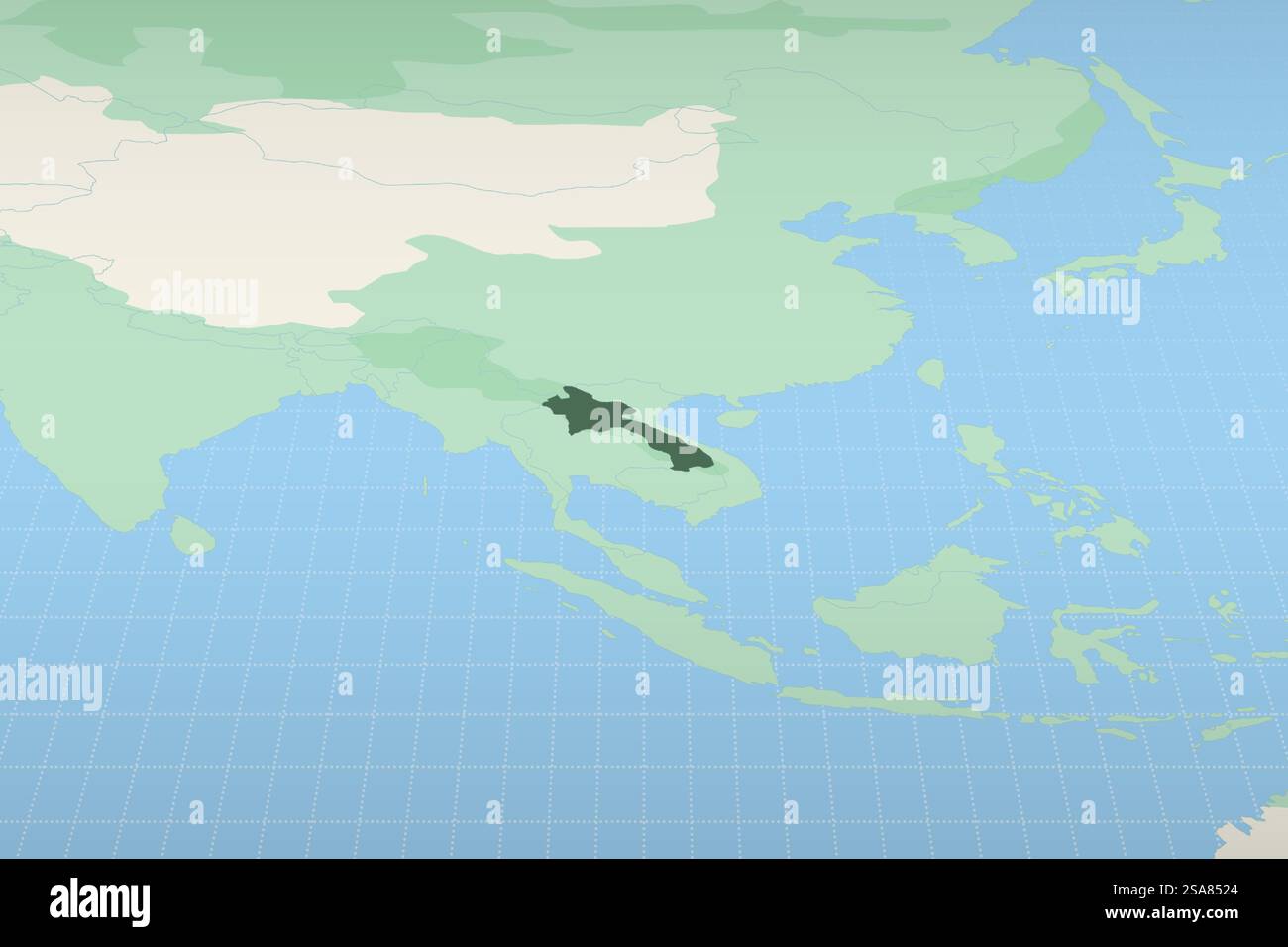 Laos highlighted on a detailed map, geographic location of Laos. Vector ...