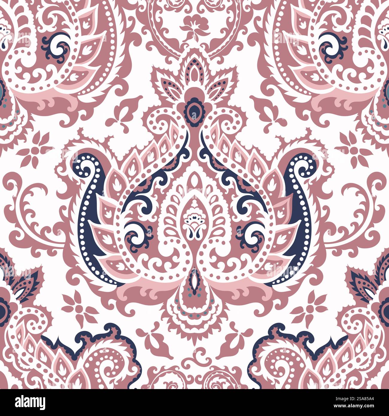 Paisley with leaves and blooming flowers. Flora adornment, flourishing ...