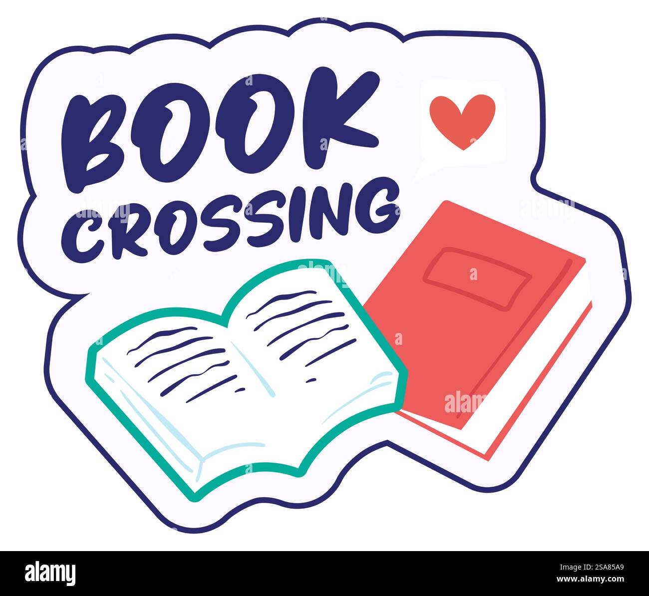Open book with a red bookmark, vector illustration, sticker design ...
