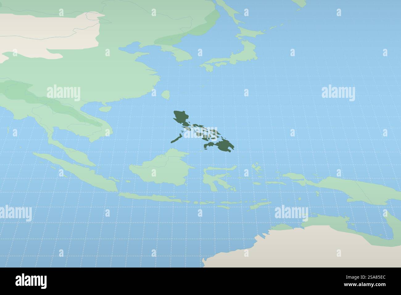 Philippines highlighted on a detailed map, geographic location of Philippines. Vector Map Stock ...