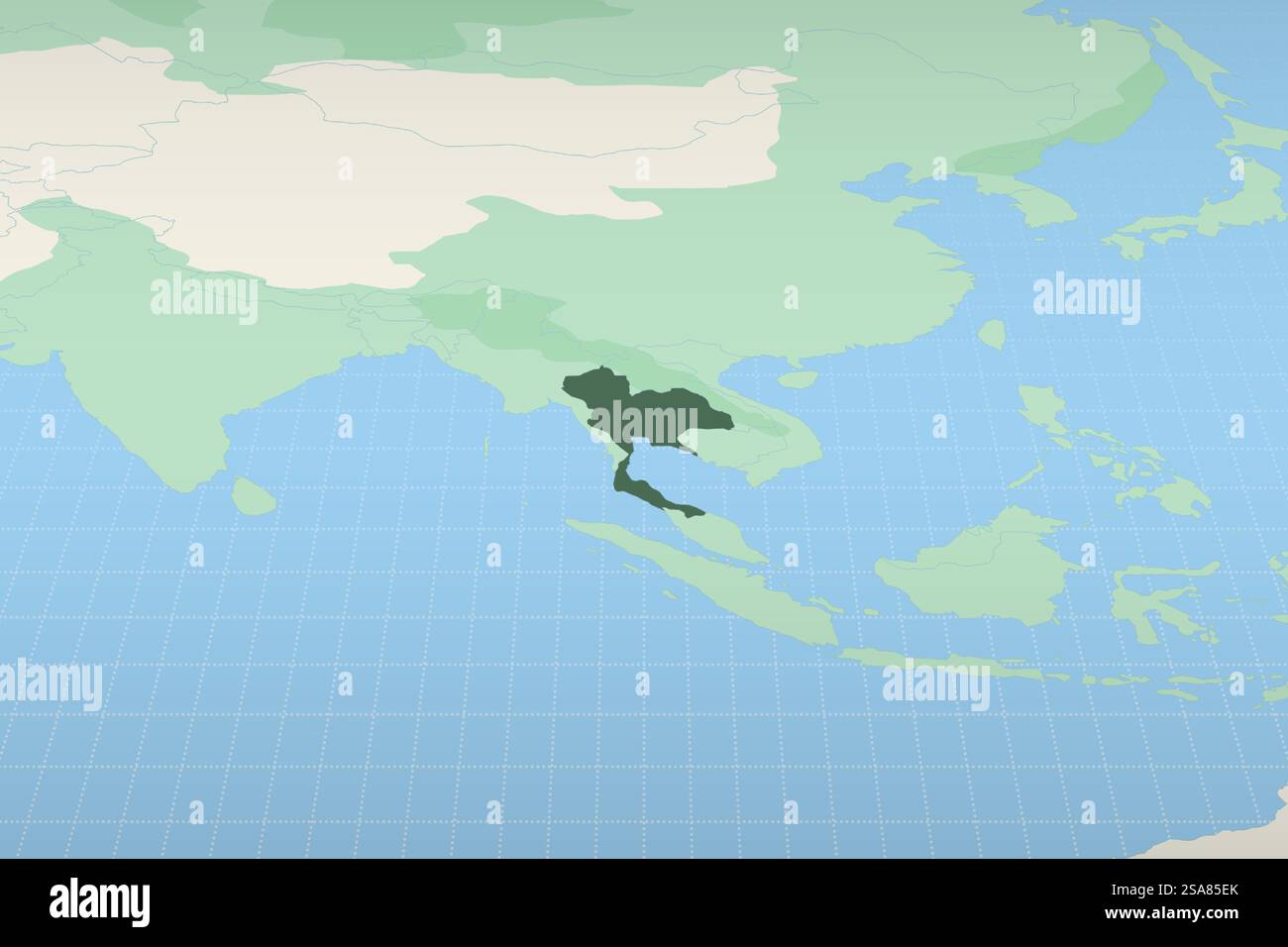 Thailand highlighted on a detailed map, geographic location of Thailand ...