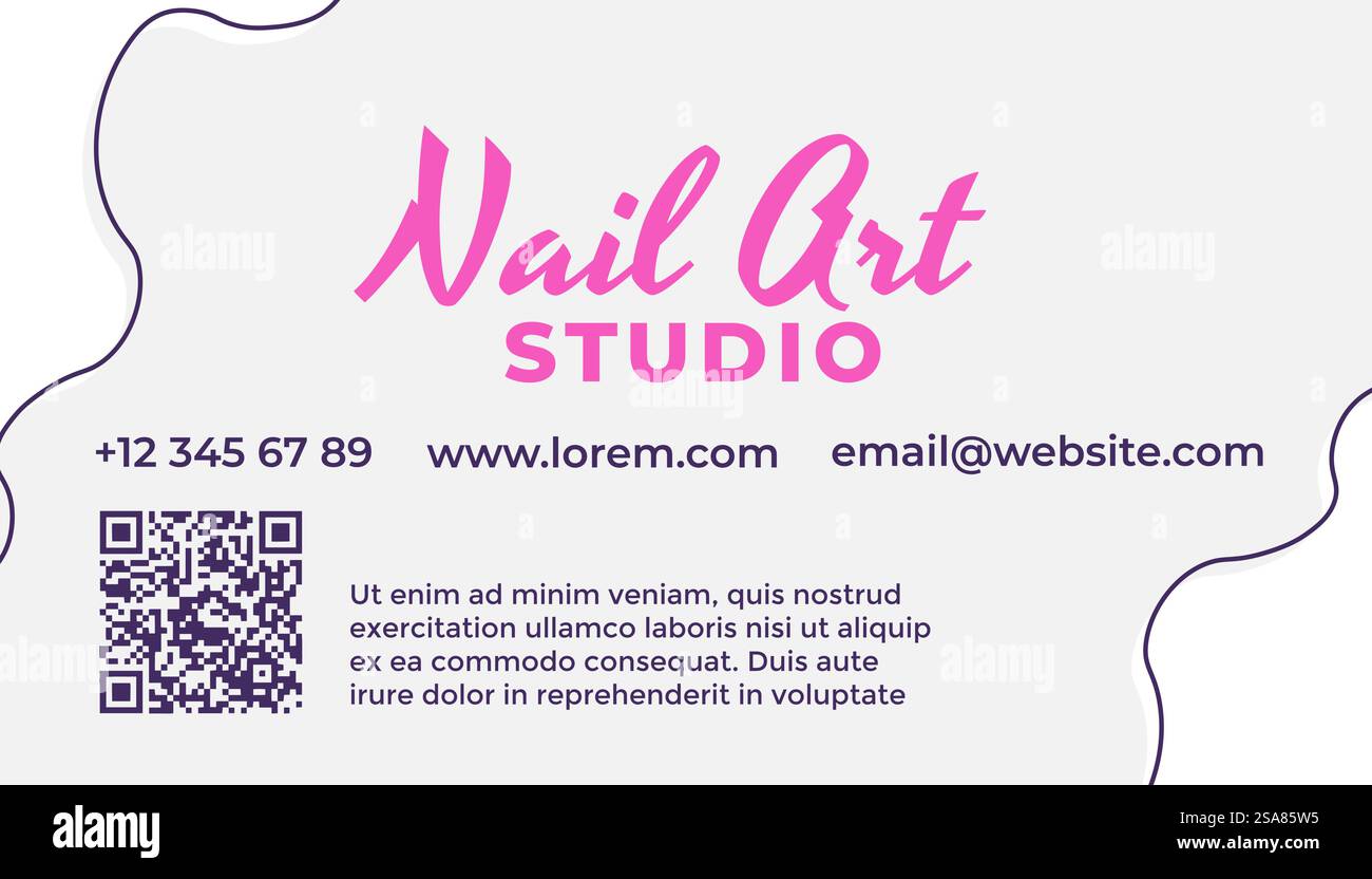 Business card vector for nail studios, with QR code, on white ...