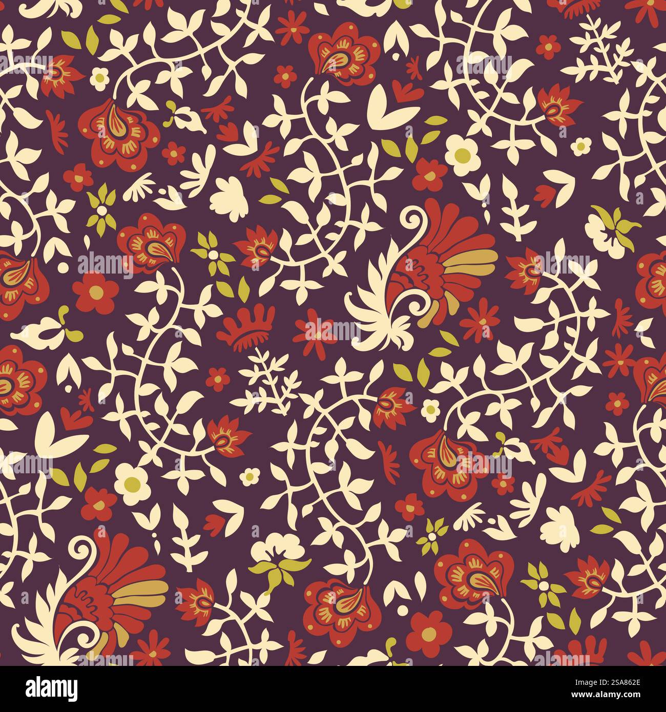 Blooming flowers and leaves composition. Aesthetic floral motif with ...