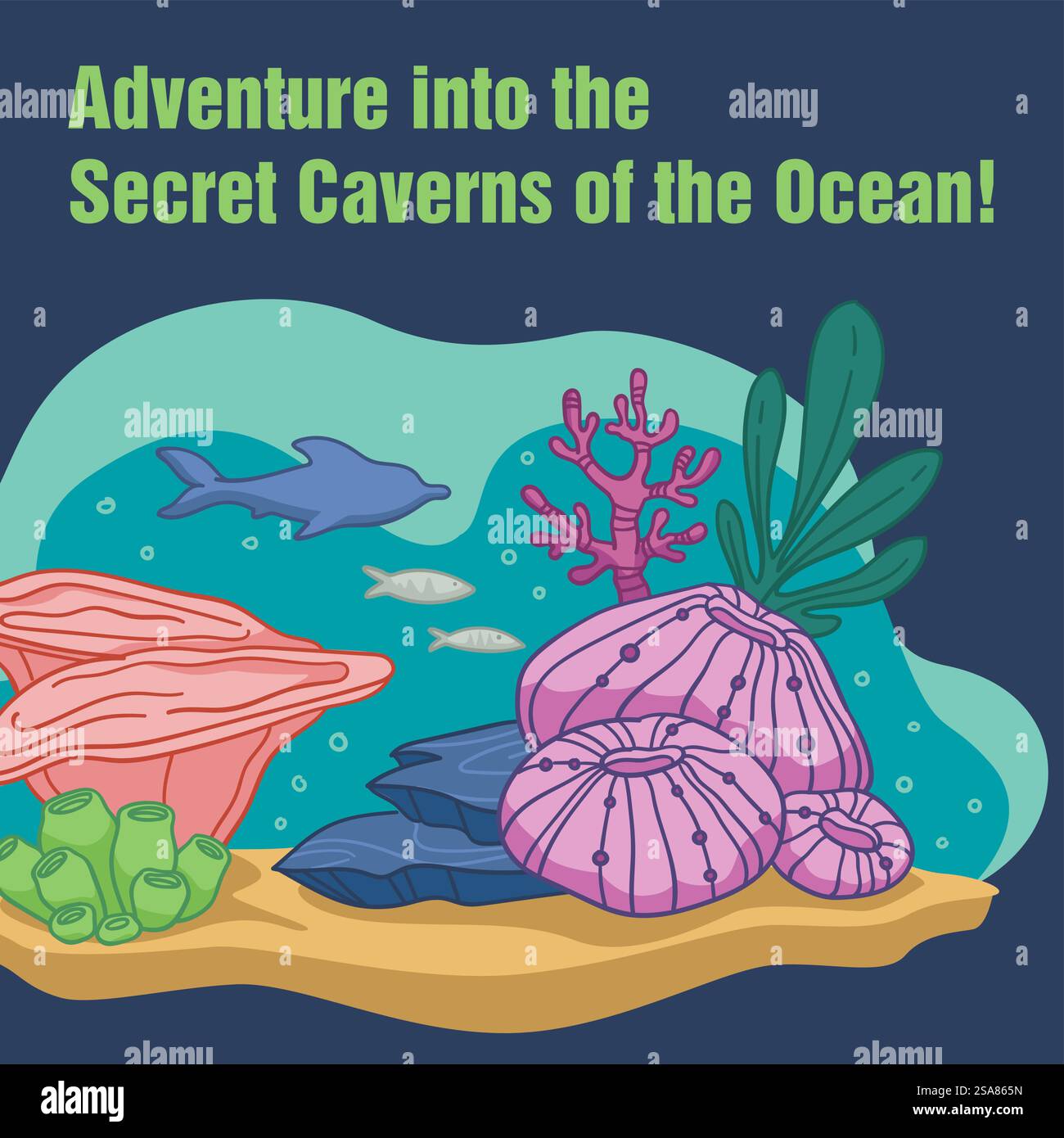 An underwater vector illustration with marine life, perfect for ocean ...