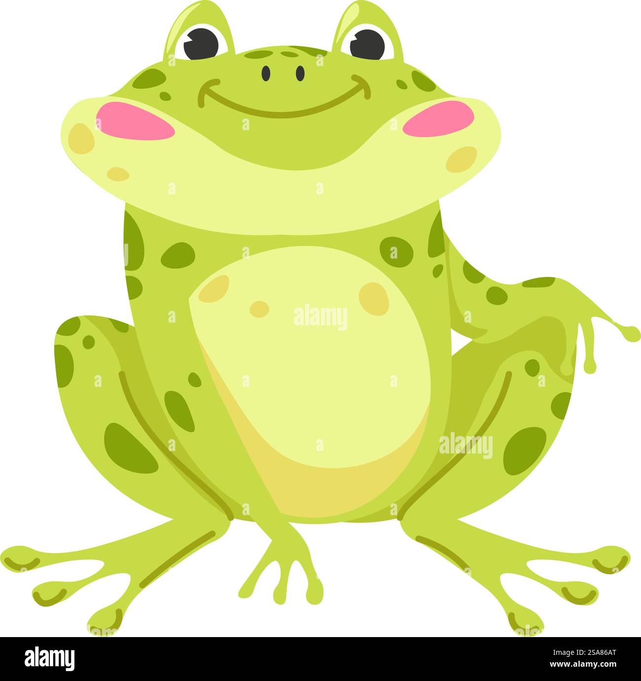 Calm anthropomorphic frog with smile. Aquatic animal, isolated ...