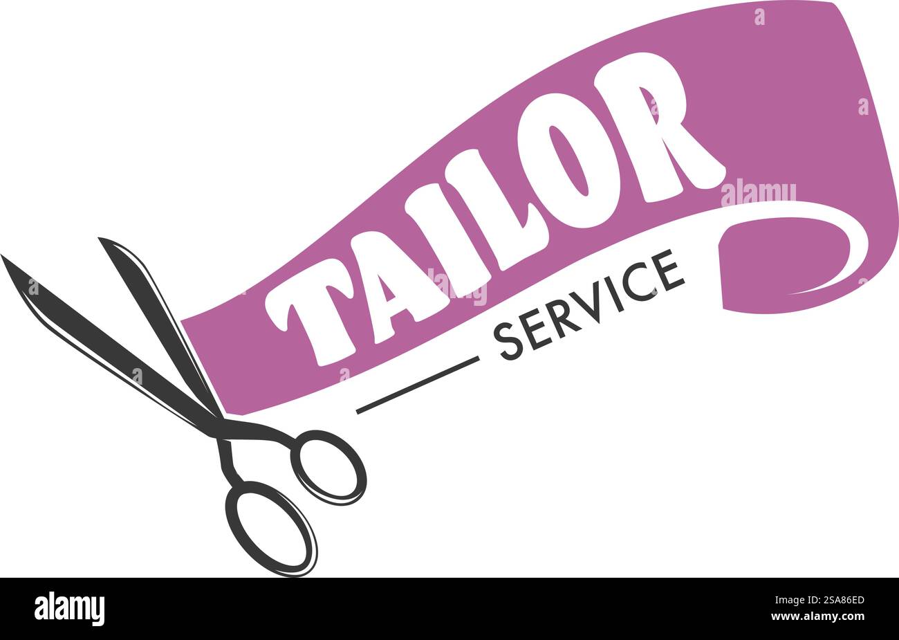 Tailor service logo with scissors and thimble, vector illustration ...